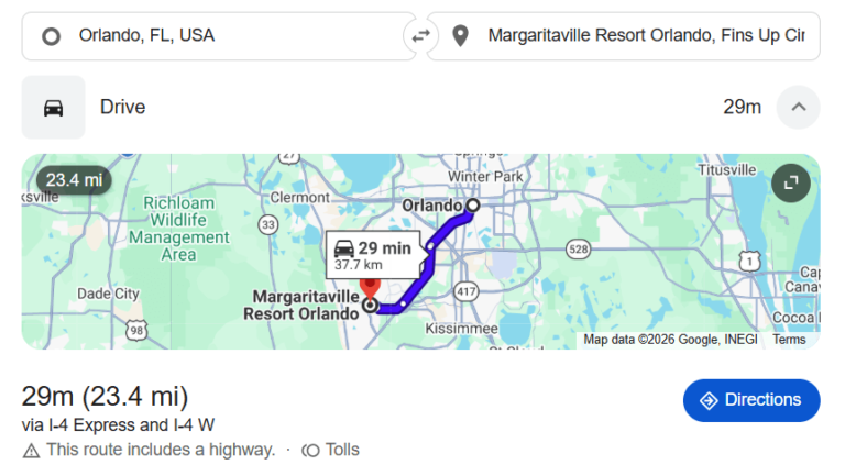 Transportation from Orlando Airport to Margaritaville Resort